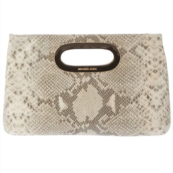 MICHAEL Michael Kors | Bags | Nwt Michael Michael Kors Snakeskin Clutch ...